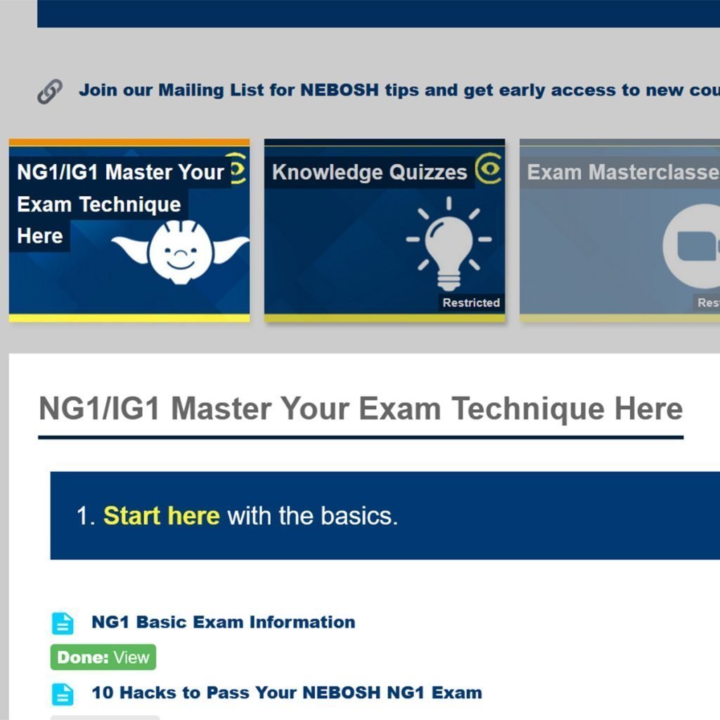 The NG1/IG1 NEBOSH Exam – 12 Step Master Plan - Compassa